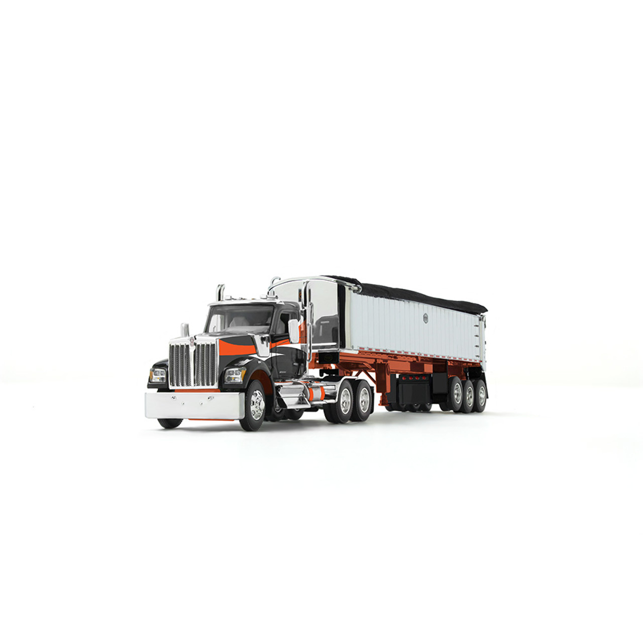 60-2008 Black/Orange Kenworth W990 W/End Dump | Truckin' Little